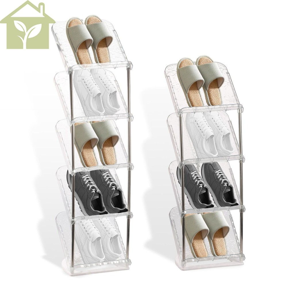 4 or 5 Layers Sloping Shoe Rack Narrow Shoe Storage Organizer Vertical ...