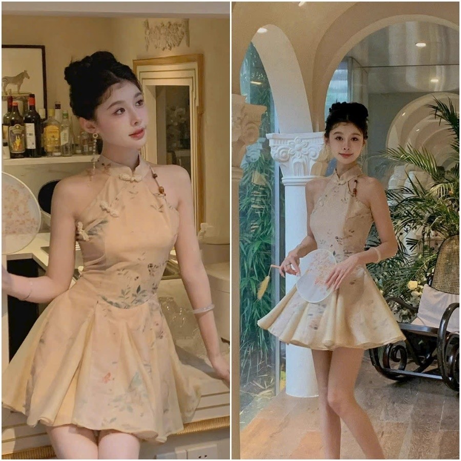 Candle silk flared dress with accessories in a new design for parties ...