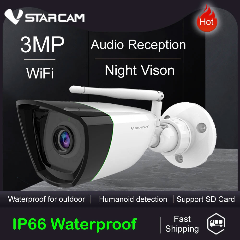 Vstarcam 3MP 1296P Outdoor Bullet IP Camera Wifi Surveillance Security Camera IR Motion Alarm ...