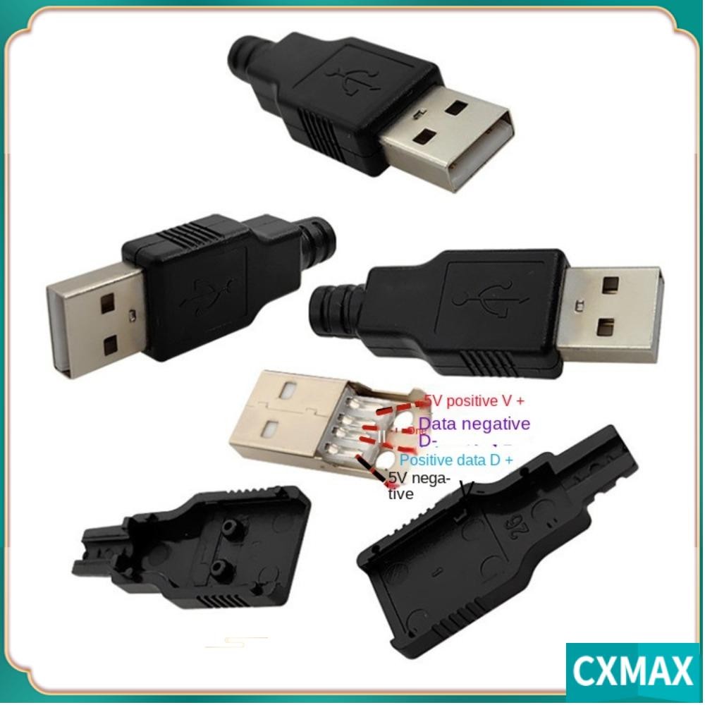CVMAX Type A USB Plug, Plastic Black Male USB Socket, USB Connector ...