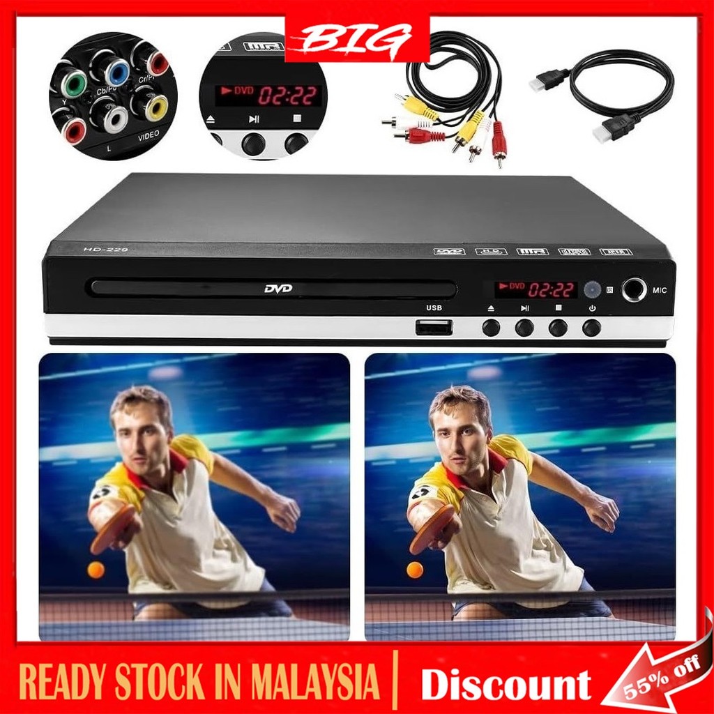 1080P Full HD DVD Player with USB Multi-Region Playback Supports CD,VCD ...