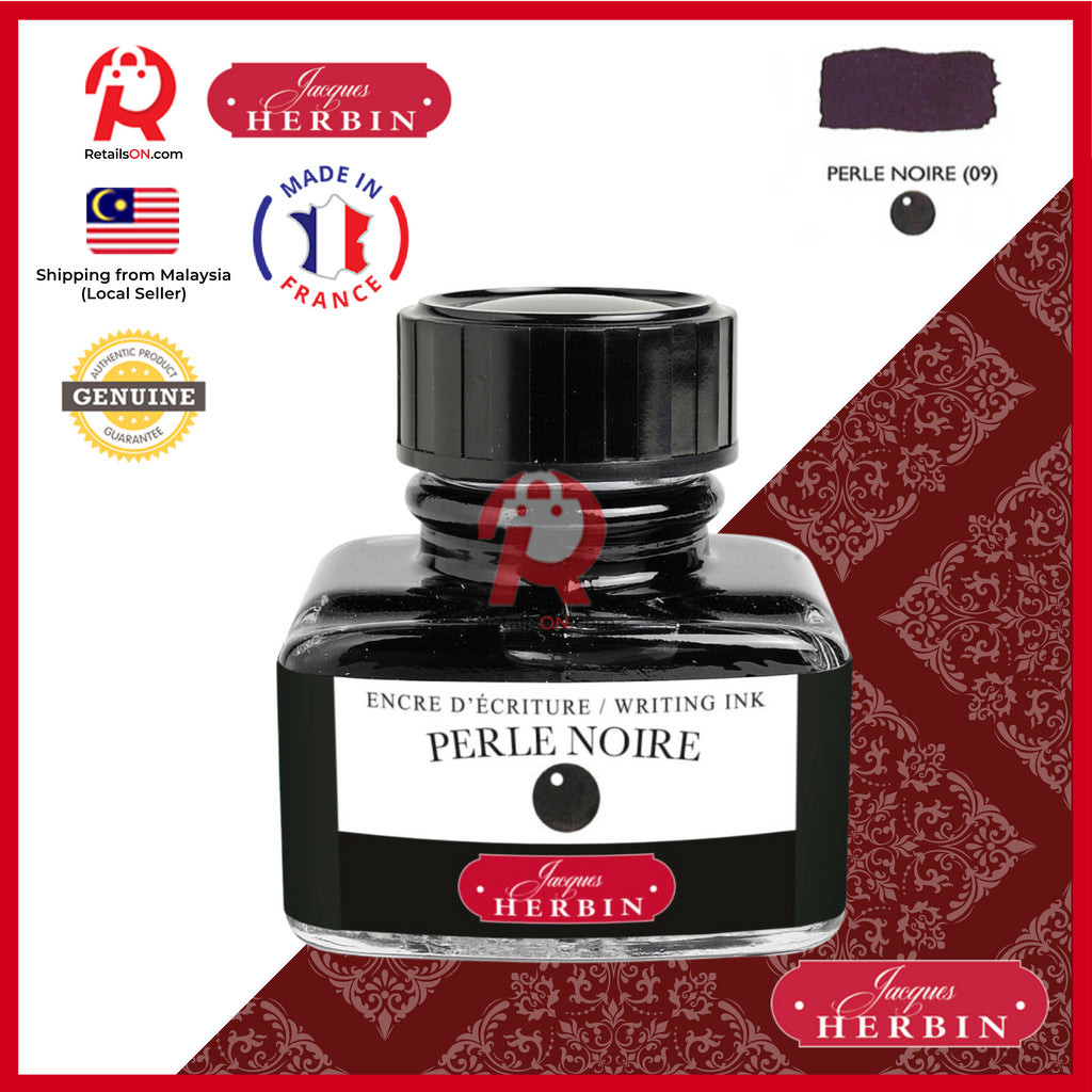 Jacques Herbin Ink Bottle - 30ml Fountain Pen - Perle Noire ...