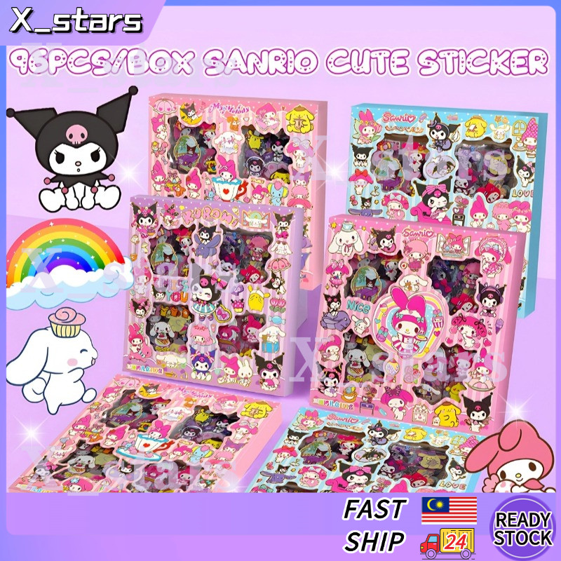 Sanrio Kuromi Sticker 100pcs Cute Set DIY Gift Box My Labubu Melody ...