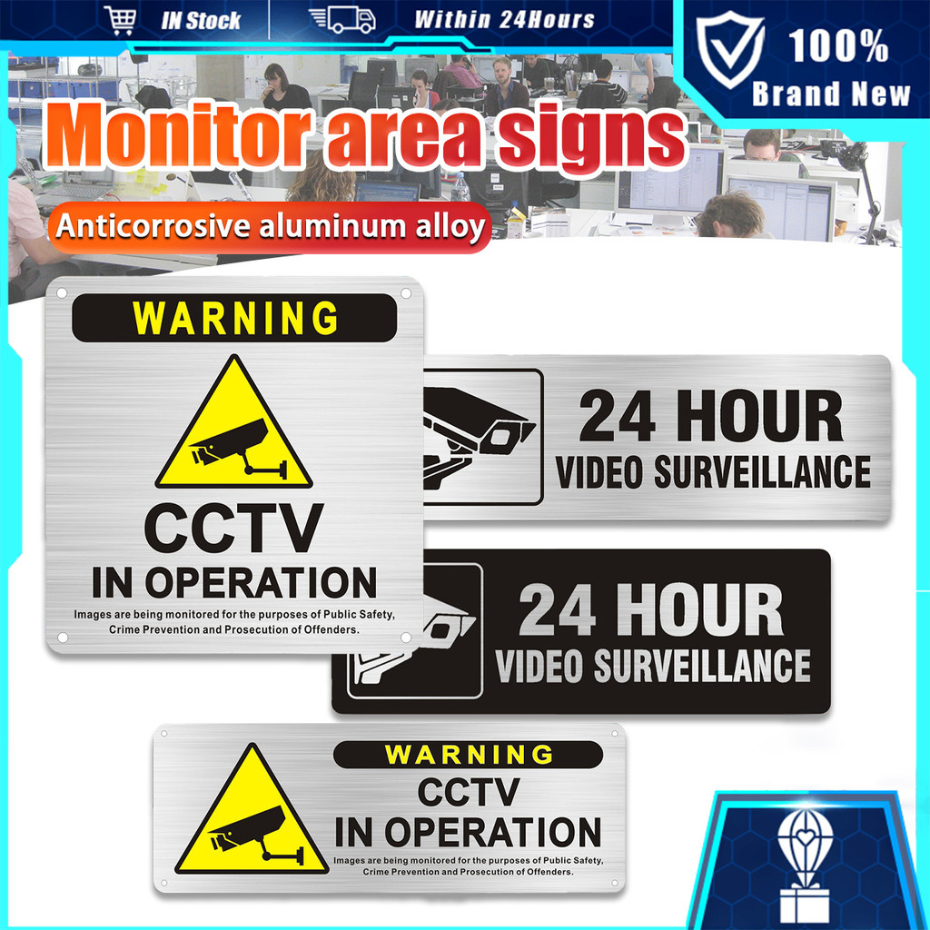 Waterproof Aluminum Alloy CCTV Signage 24 Hours Video Surveillance ...