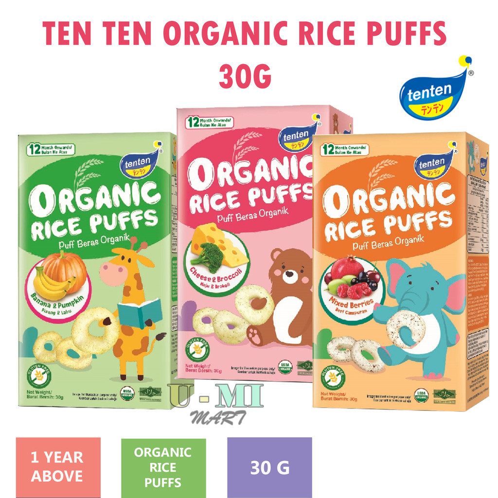TENTEN ORGANIC RICE PUFFS 30G FOR 12M+ | Shopee Malaysia