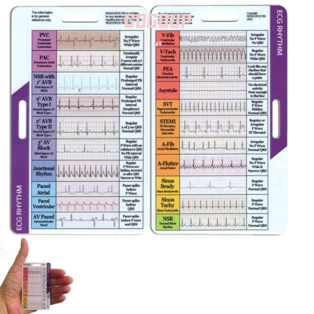 GOGUVO Interpretations Pocket Card, Interpretation Made Easy Personalized ECG/EKG Rhythm Pocket ...