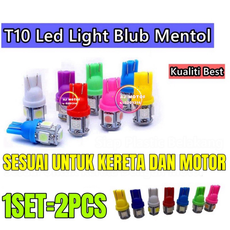 1SET=2PCS T10 LED BULB MENTOL MOTORCYCLE MOTOR CAR KERETA YAMAHA HONDA ...