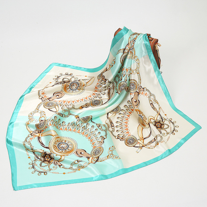 Fashion European American Contrast Color Chain Printed Scarf Simulation ...