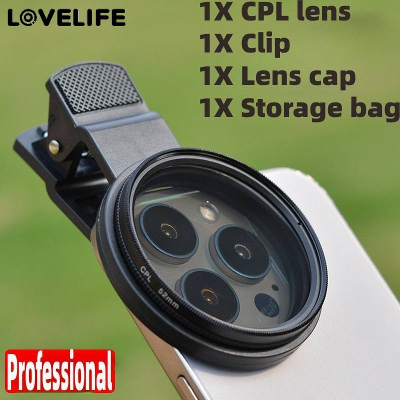 CPL Filter Lens with 37mm Thread & Detachable Polarizer, Universal Phone Camera Accessory for ...