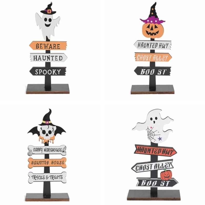 Halloween Table Decorations Rustic Ghost Pumpkin Mummy Zombie Witch Hat ...