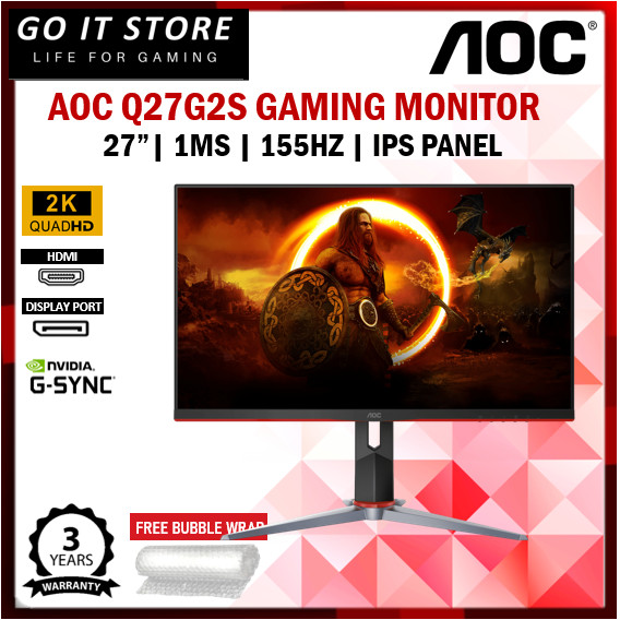 AOC 27" Q27G2S QHD IPS 1ms 155Hz HDR G-Sync Gaming Monitor | Shopee ...