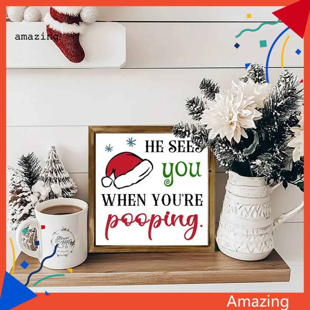 [AM] Festive Wooden Wall Plaque High-quality Christmas Decoration Santa ...