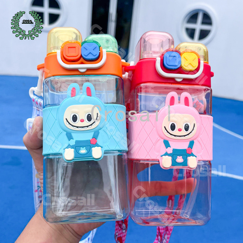 【Ready Stock】570/800ML Labubu Water Bottle Botol Air Kids Straw Bpa Free Botol Transparent ...
