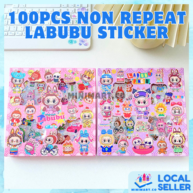 100PCS Non-Repeat Labubu Decorative Sticker Set PET Waterproof Popmart ...