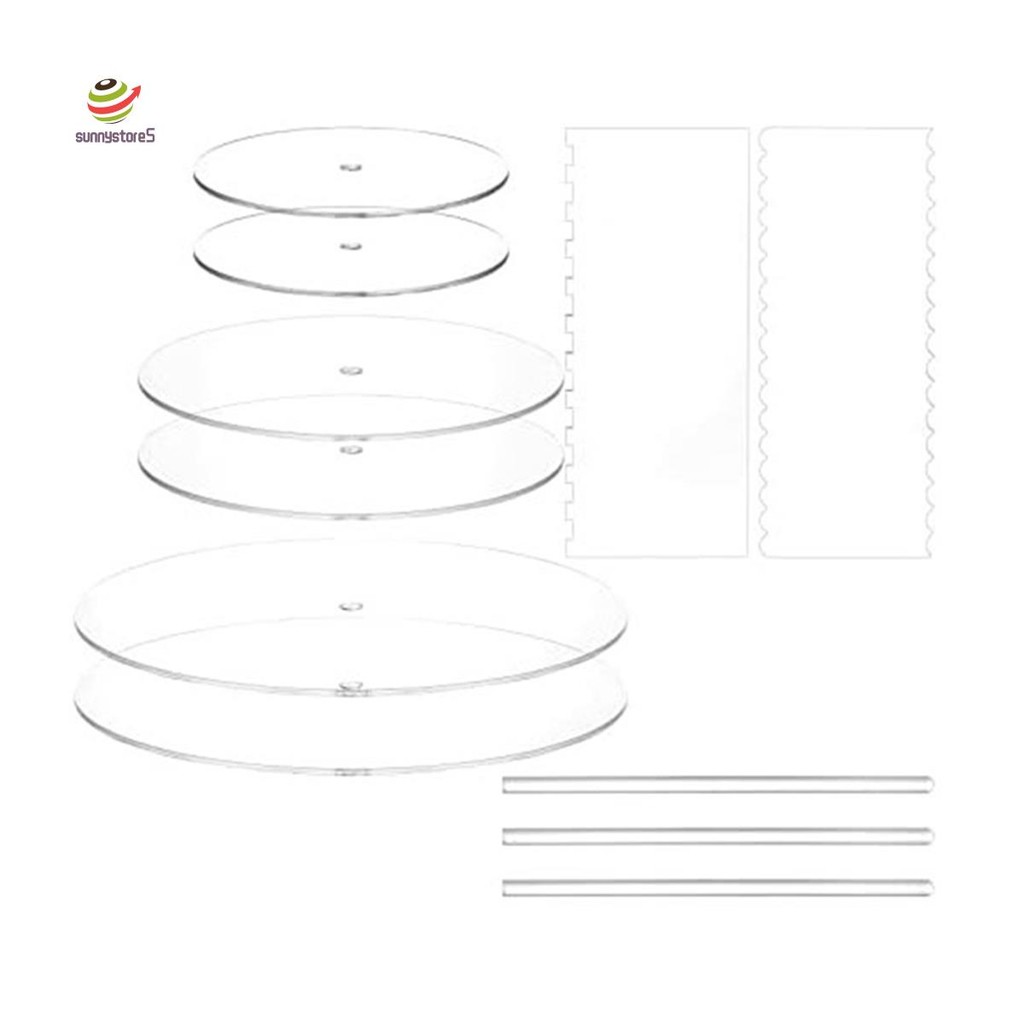 Acrylic Round Cake Disk Set,Cake Discs Set,Comb Scrapers,Dowel Rods ...