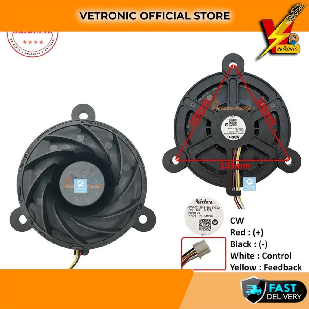 ORIGINAL HAIER REFGINERATOR FAN MOTOR 4WIRE – GW10C12MS1BA-57Z32 DC12V ...