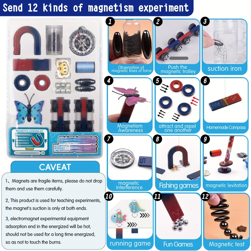STEM Physics Science Circuit Magnet Package with PP Magnetic Box 12 ...