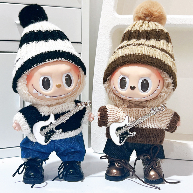 labubu sweater hat set 17cm vinyl toy party outfit labubu accessory ...