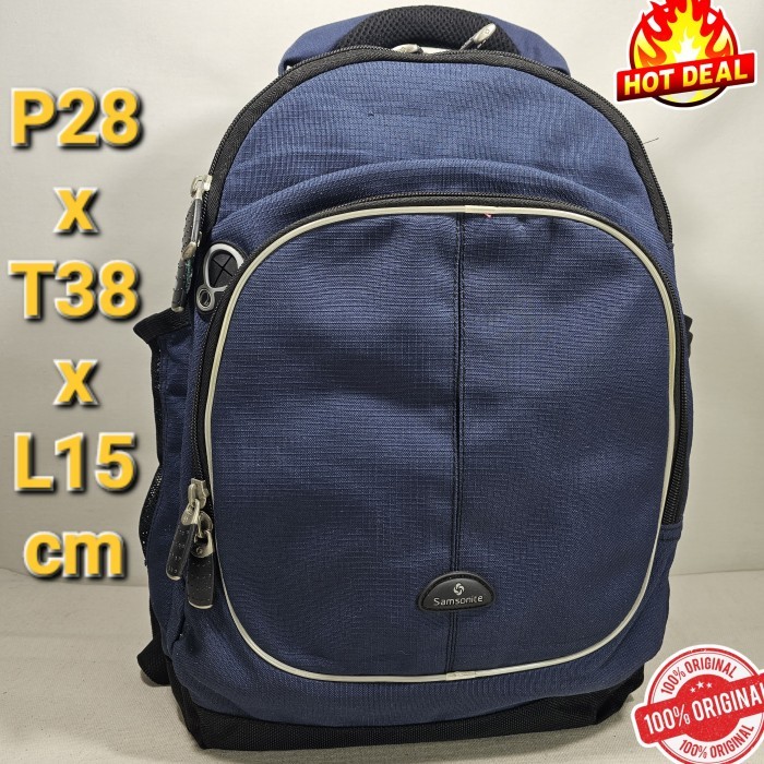 Samsonite original vintage back pack unisex navy blue canvas backpack ...