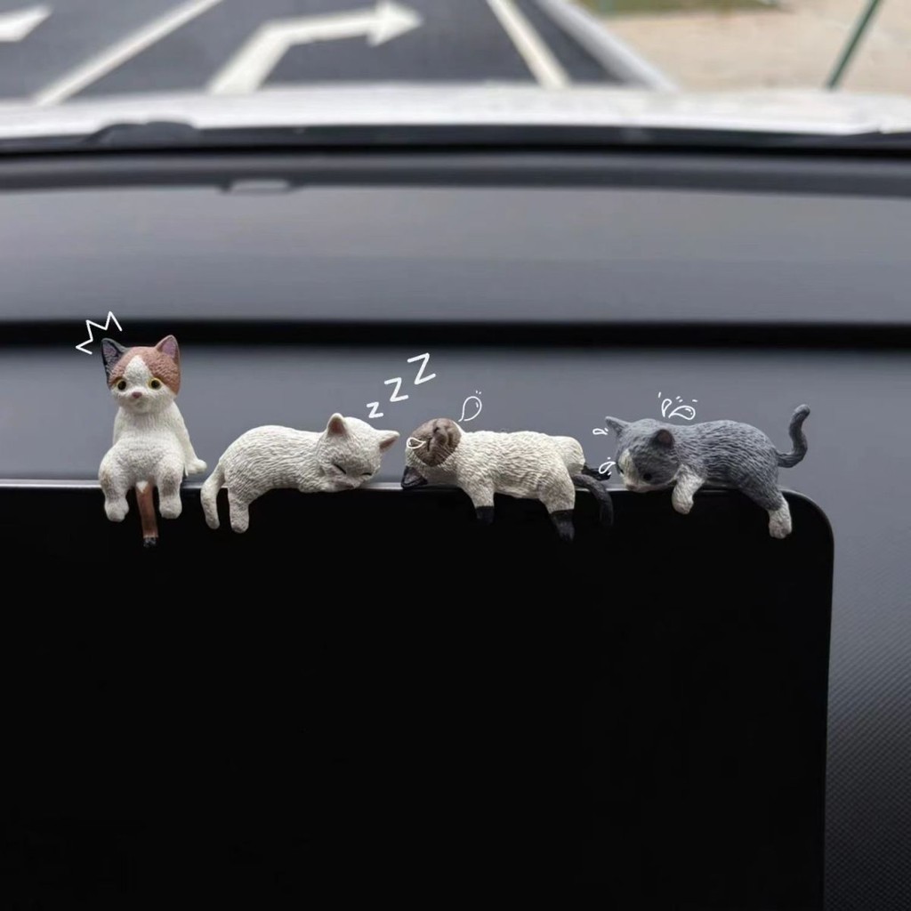 4-piece set 】Cute Cat Mini Ornaments Car Central Control Display Doll ...