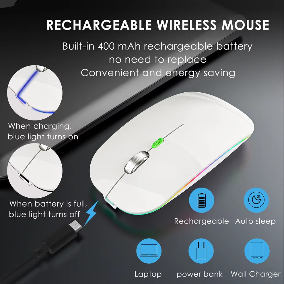 BOW Bluetooth Wireless Mouse 2.4Ghz Receiver Optical Adjustable ...