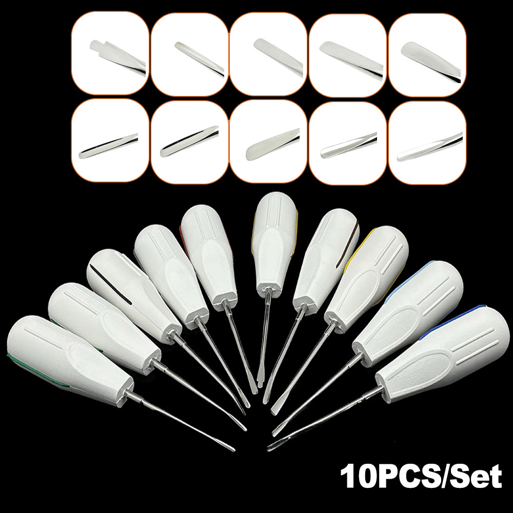 10Pcs/Set Dental Luxating Lift Curved Root Elevator Kit Dentistry ...