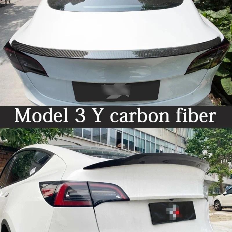 For Tesla Model 3 Y Dry Carbon Fiber Tail fins Spoiler Shunt Retrofit ...