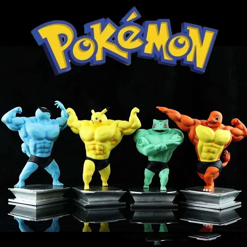 17cm Pokemon Anime Figures Gym Cartoon Pikachu Charmander Fitness ...