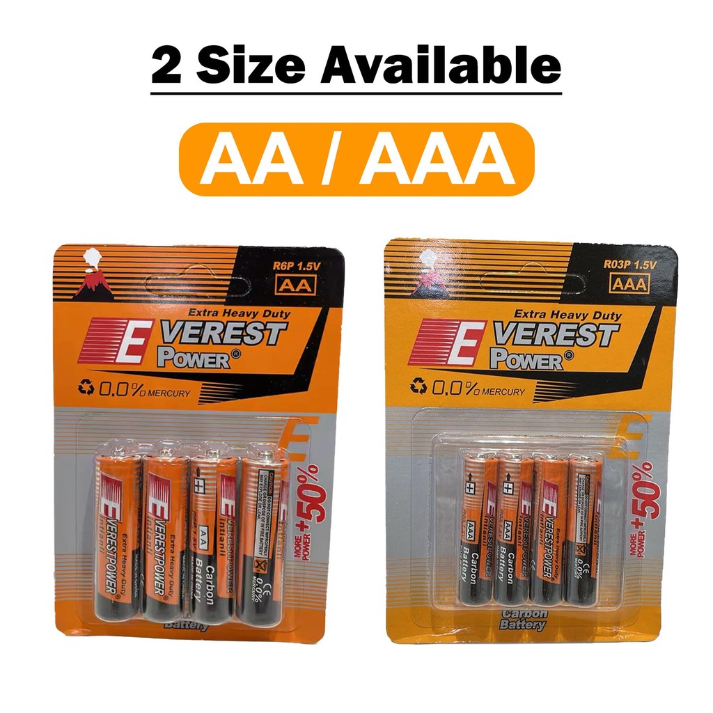 Everest Dry Battery AA/AAA 1.5V Heavy Duty Long Life High Capacity ...