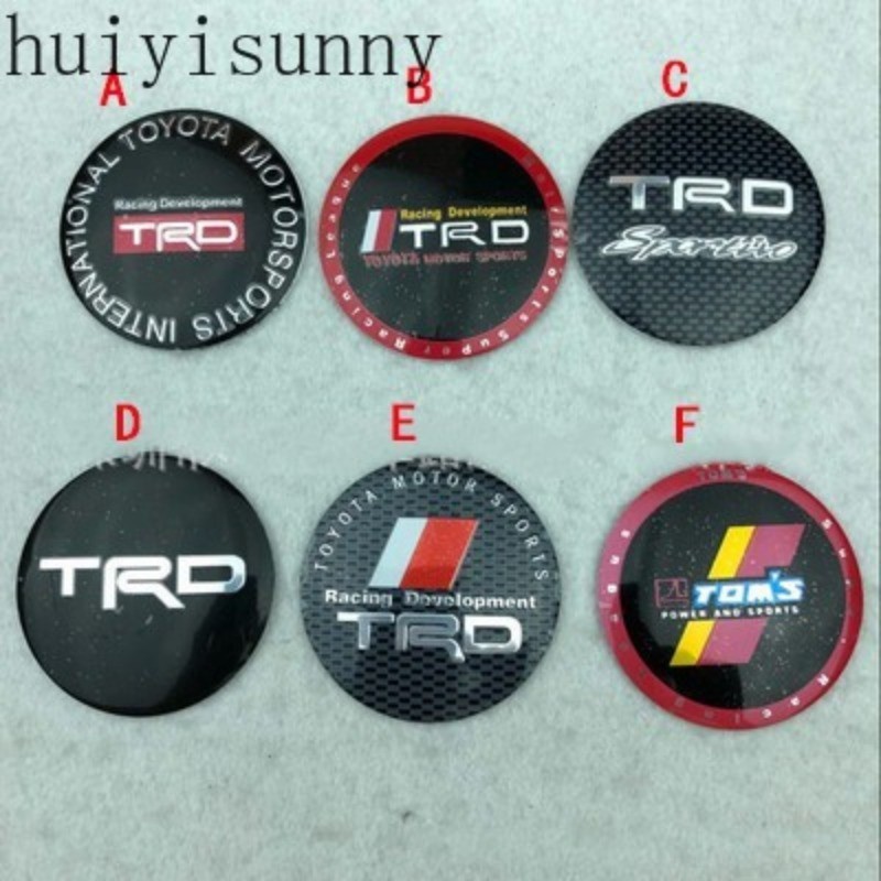 HYS 4 x 56mm TRD Emblem Wheel Hub Cap Sticker Toyota Racing Sport ...