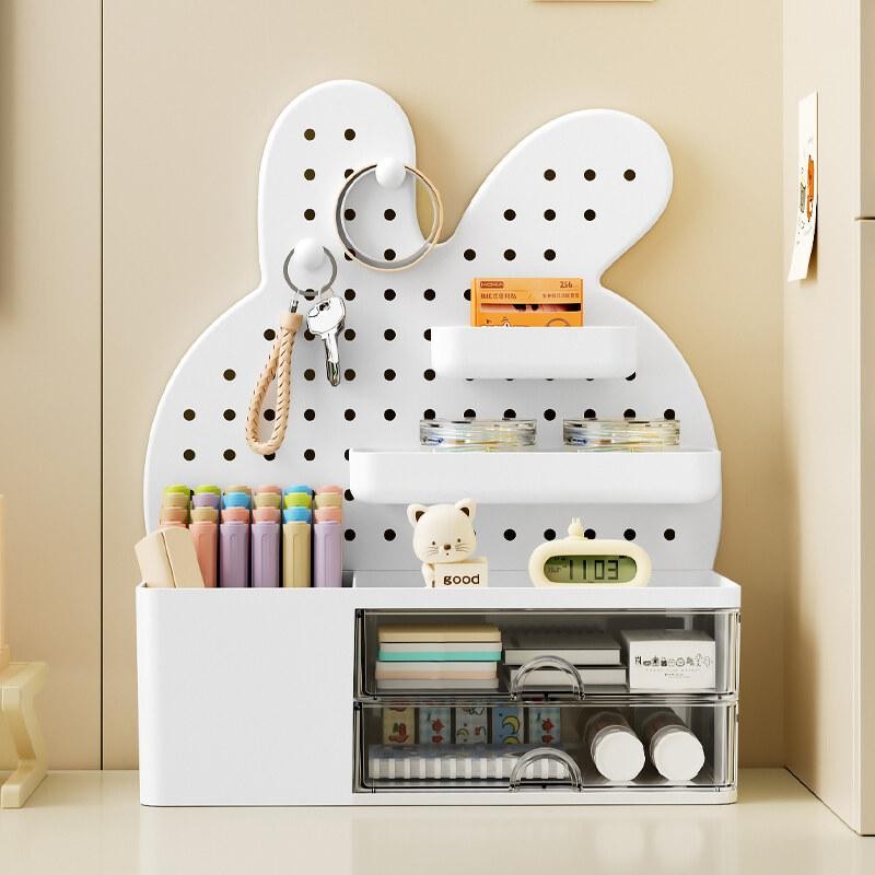 Desktop perforated board storage rack student desk stationery drawer ...