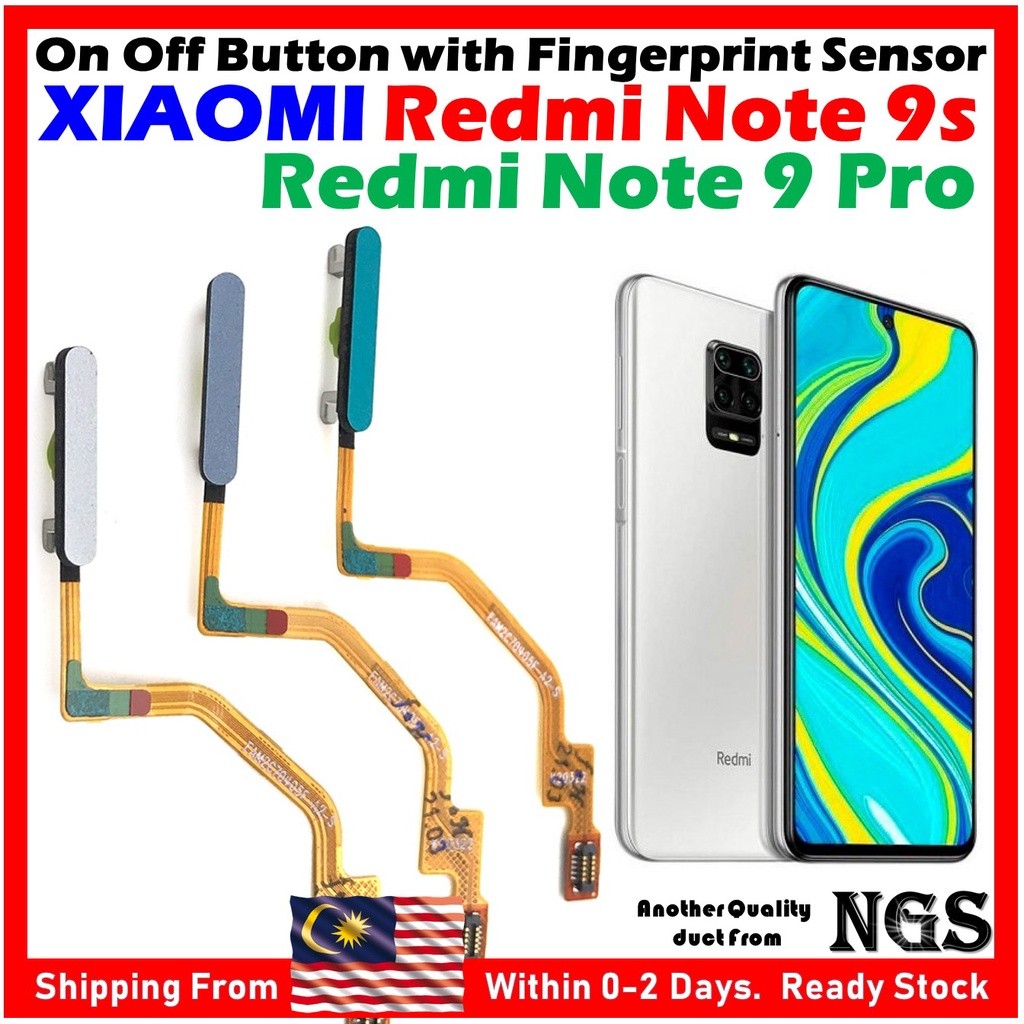 On Off Button with Touch ID Fingerprint Sensor Ribbon Fit with XIAOMI Redmi Note 9s XIAOMI Redmi ...