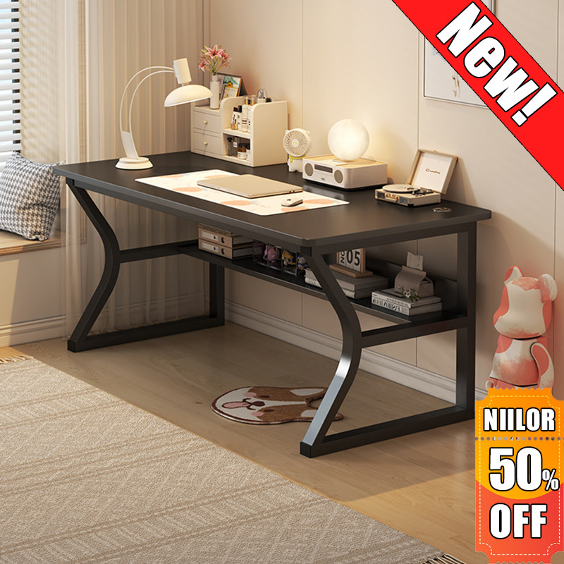 PC Laptop Table Computer Desk With Storage Shelves Gaming Table Meja ...