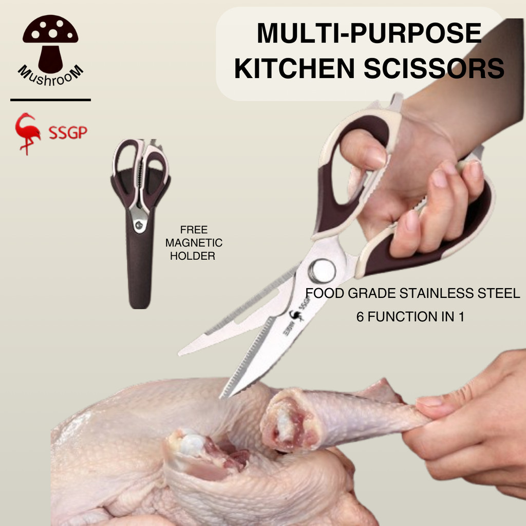SSGP Stainless Steel Kitchen Scissors 6in1 Multipurpose Gunting Dapur ...