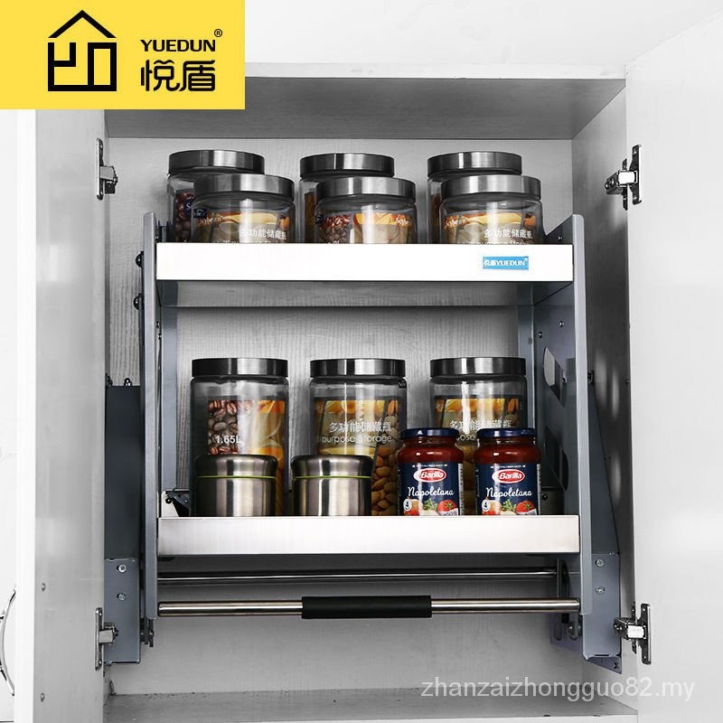 Double-layer Hanging Height Cabinet Lifting Basket Kitchen Cabinet Up ...