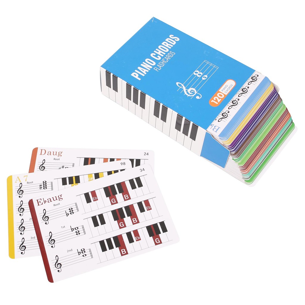 Piano Chord Flashcards in Gift Box Chords Chart Included Color Coded ...