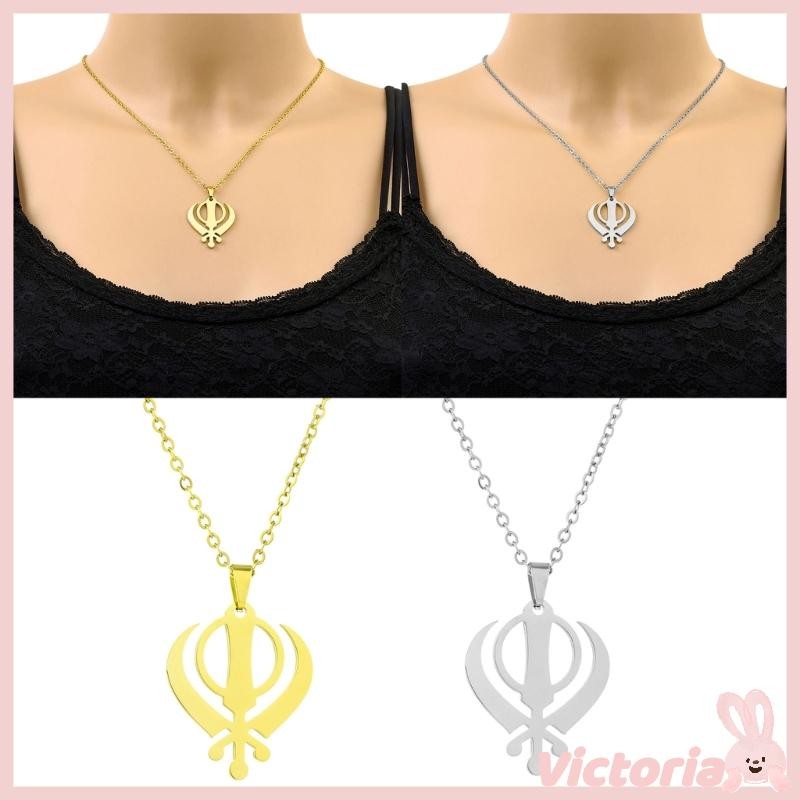 VIC Sikhism Symbol Necklace Religious Clavicle Chain Unisex Choker ...