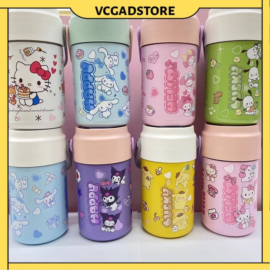 VC14 Melodi Kuromi Comel Cinamoroll Cawan Air Kartun Hello Kitty Dengan Pemegang Strawberi ...