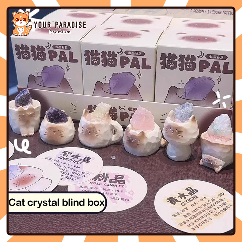Cat cat crystal blind box cute animals figure toy furniture desktop ...