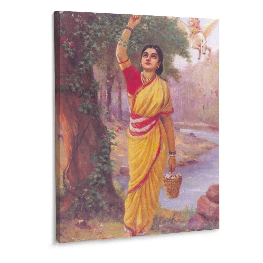 sushun Vintage Oil Painting Poster Indian Woman Picking Fruit Poster ...