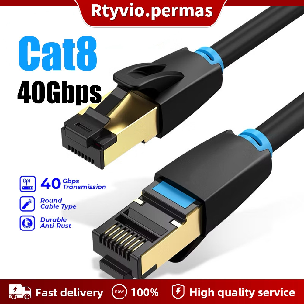 CAT8 Premium LAN Cable 40Gbps Braided RJ45 Ethernet CAT 8 Shielded ...