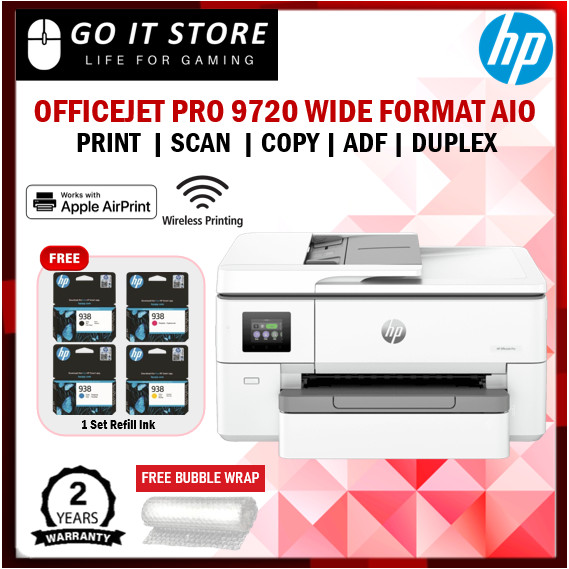 HP OfficeJet Pro 9720 Wide Format A3 All In One Printer (Print, copy, scan, ADF, Duplex, Wi-Fi ...
