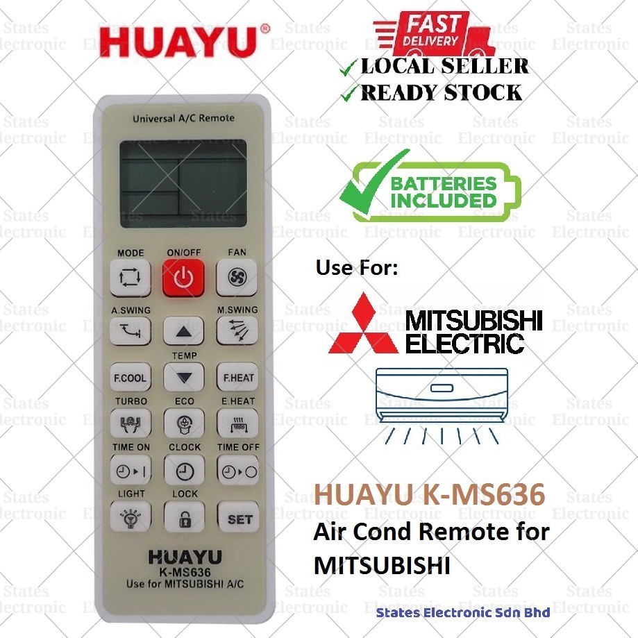 HUAYU K-MS636 Air Cond Replacement Remote Control for MITSUBISHI Air ...