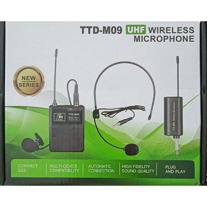 TTD-M09 UHF Wireless Headset/Clip Microphone Single bodypack | Shopee ...