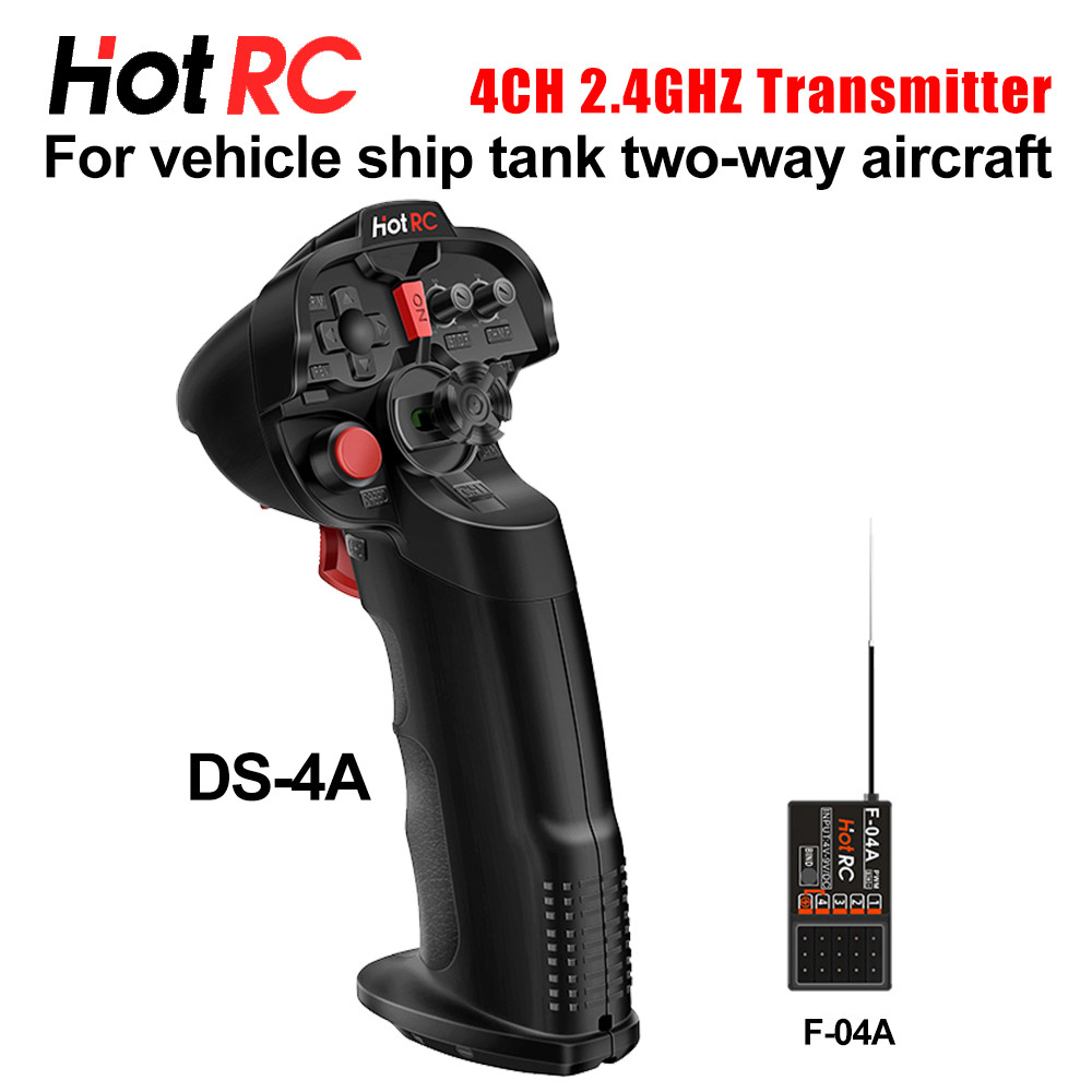 HotRC DS-4A Single Hand Transmitter 2.4GHZ 4CH With F-04A Receiver For RC Car Boat Robot ...