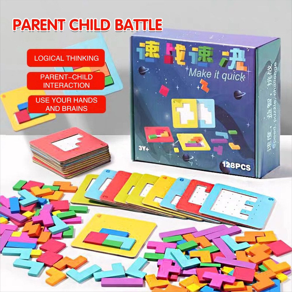 Tetra Sketch Colorful Block Puzzle Assembly Toy 2 Player Speed Battle ...