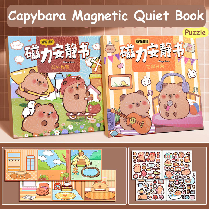 18*18cm Capybara Magnetic Quiet Book Cut-Free Handmade DIY Sticker Book ...