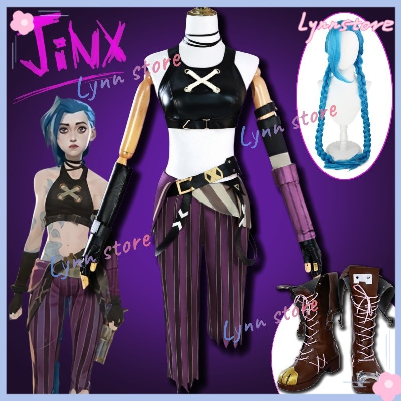 Game LOL JINX Cosplay Costume Arcane TV Series Pow-Pow JINX Cosplay ...