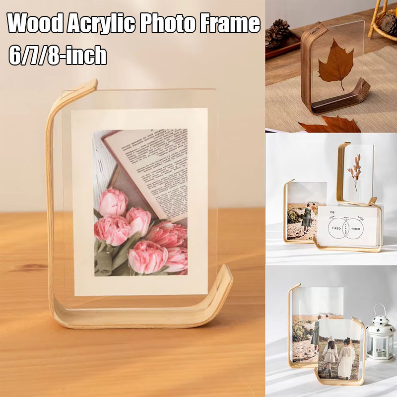 Solid Wood Acrylic Photo Frame Dried Flower Display Frame DIY Tabletop ...