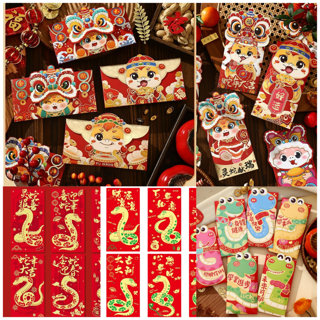 2025 CNY Angpow Packet Snake Year Red Packet Red Envelope Cartoon Happy ...